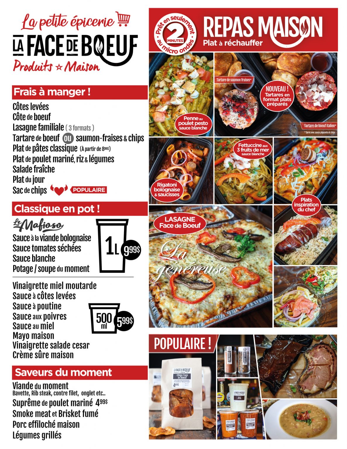 Menu - La Face de boeuf